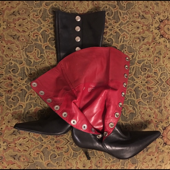 Shoes | Vintage Snappy Black Leather Stiletto Boots Italy | Poshmark